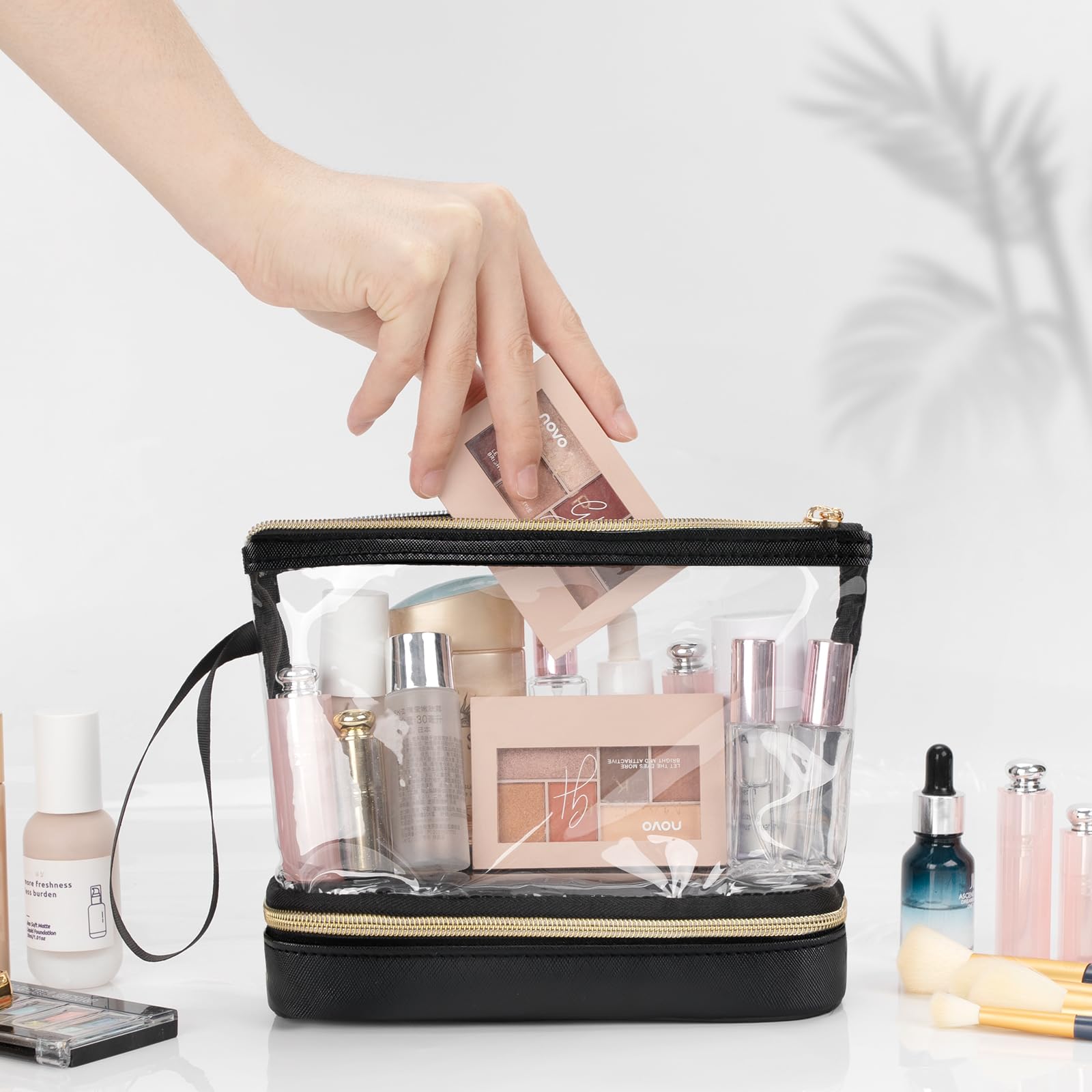 Ethereal Small Cosmetic Bag, Double Layer Makeup Brush Organizer Bag Large Capacity Makeup Bag for Purse Travel Makeup Pouch for Accessories