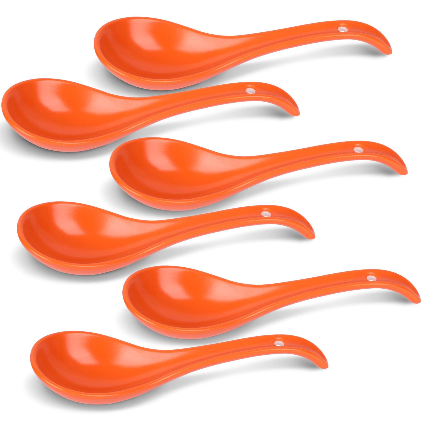LOVEINUSA Soup Spoons, Ceramic Asian Soup Spoons 6.8 Inch Large Japanese Soup Spoons for Ramen Miso Dumpling Pho Wonton, Set of 6