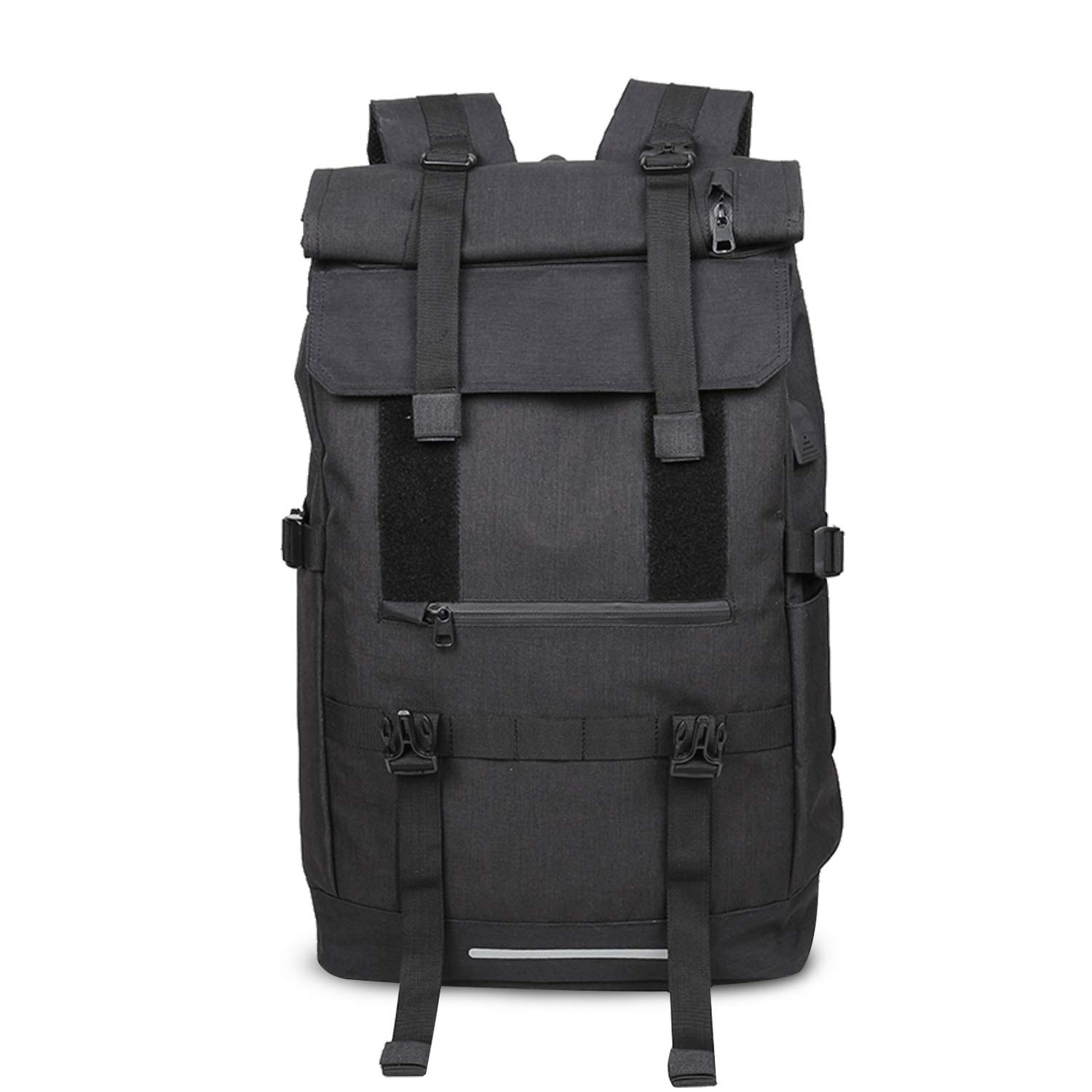 FANDARE Roll-top Backpack Expandable Daypacks Anti-Theft Rucksack Lightweight Knapsack Field Pack for Men Women Outdoor Travel Hiking Camping Campus Black