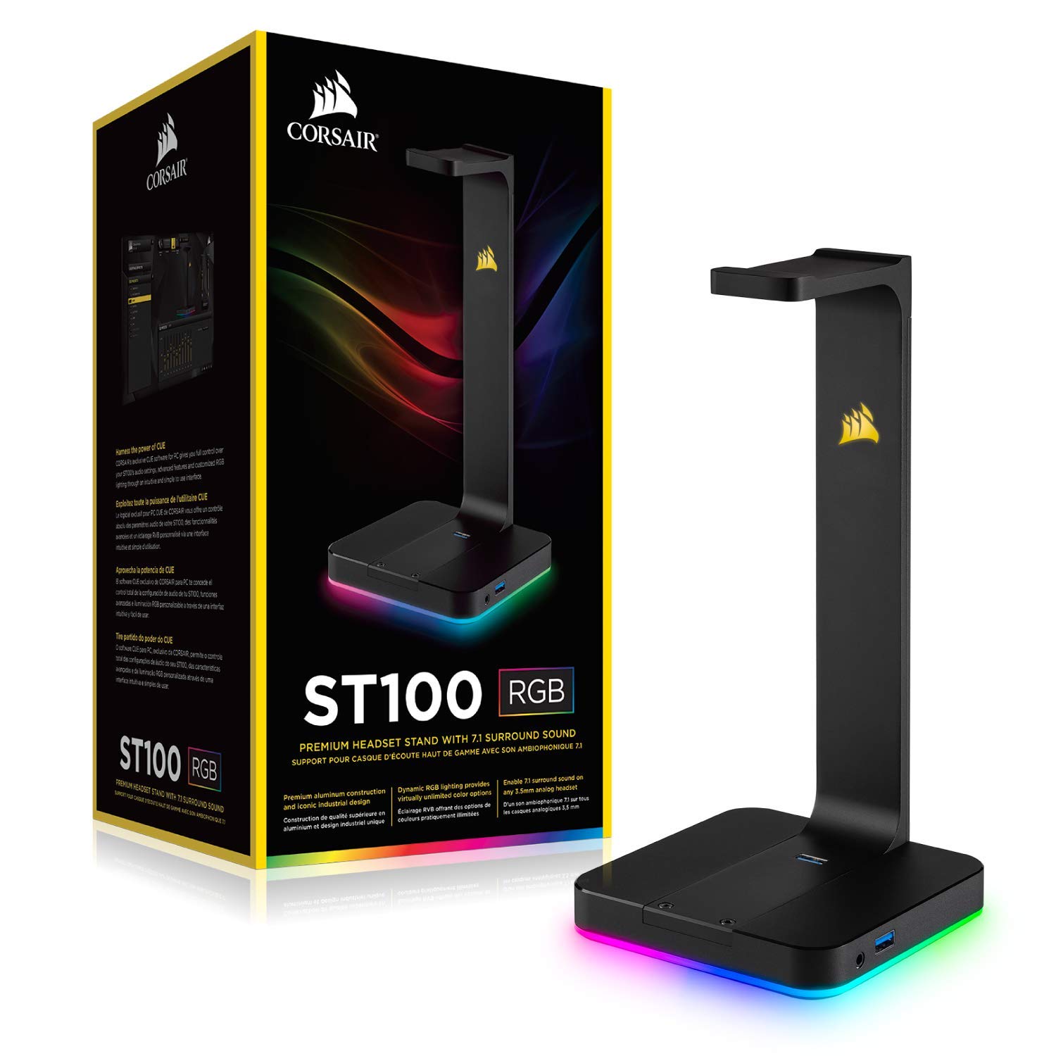 Corsair Gaming ST100 RGB Premium Headset Stand with 7.1 Surround Sound (Renewed)