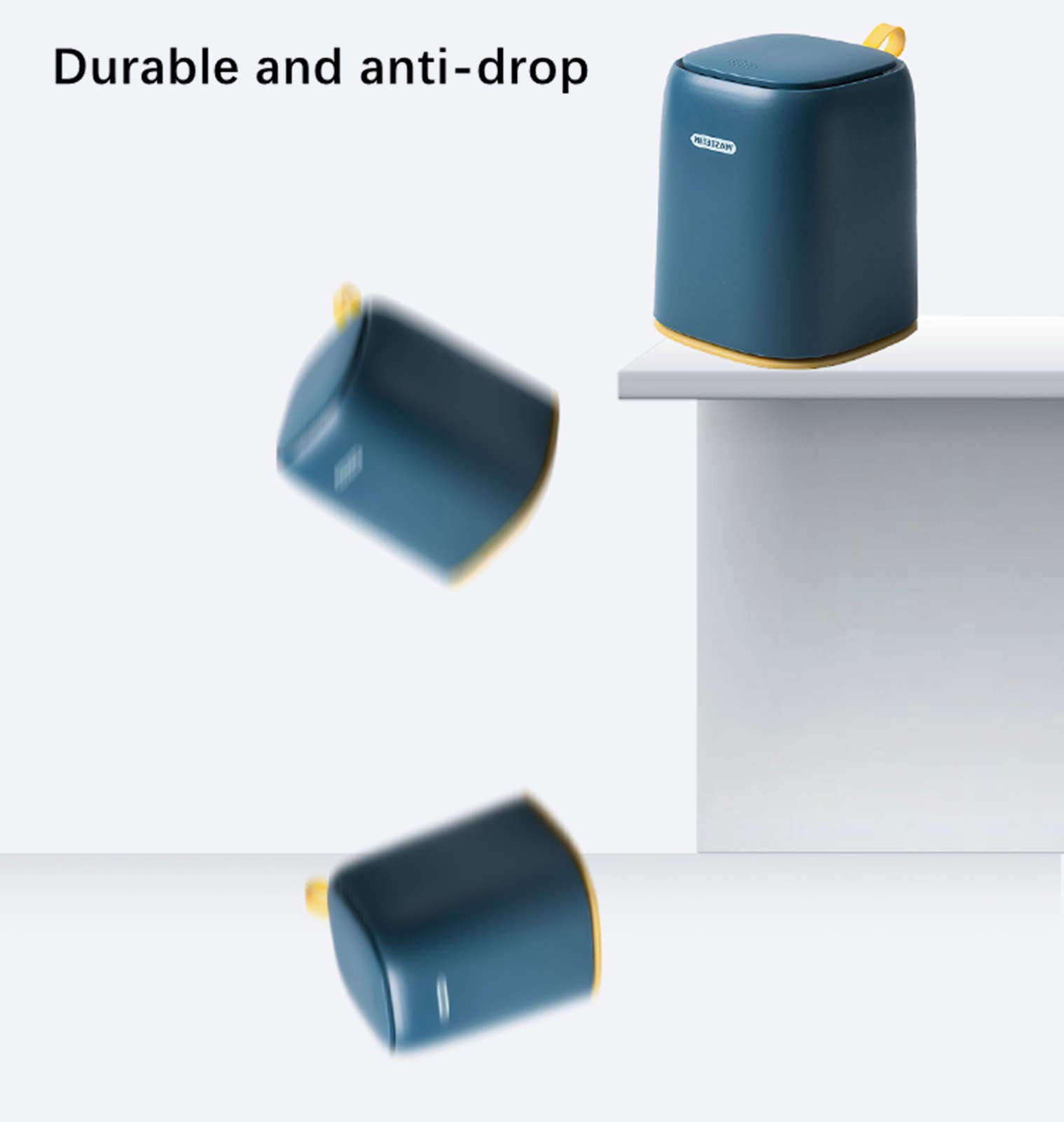 Originals 1.5L Mini Countertop Trash Can, Blue, Made of Eco-Friendly ABS+PP Material, BPA-Free, Easy to Clean and Wash, with Silicone Handle, Snap-On Design, Odor Control