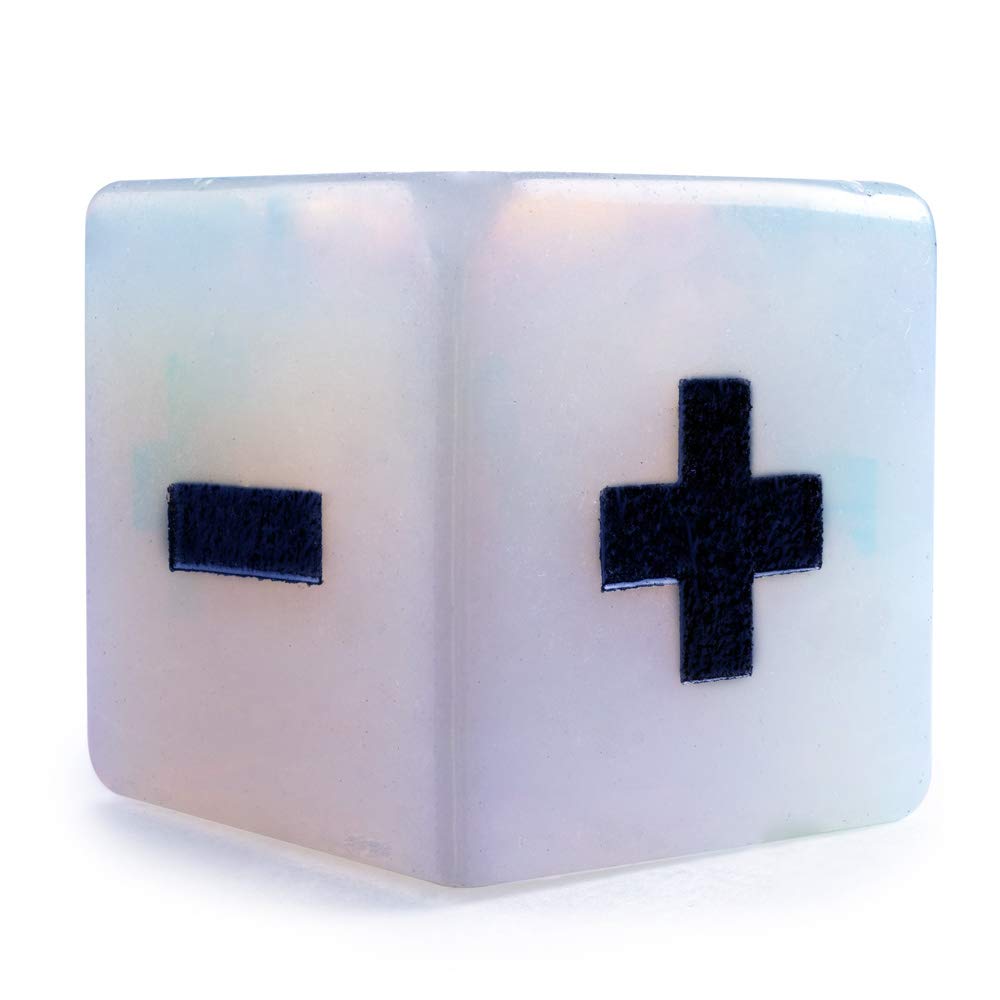 Wiz Dice Stone Fudge Dice - Polyhedral Dice Set with a Dice Bag for Tabletop RPG Adventure Games - Handmade D6 Dice with Plus, Minus and Blank Faces for Fudge RPG Systems - Poppy Jasper - 16mm - 4 ct