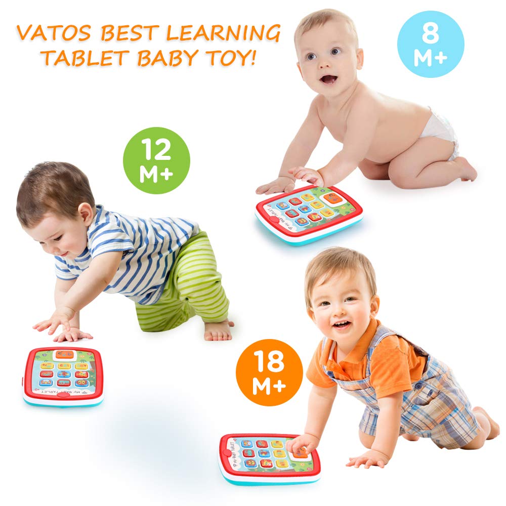 VATOS Toddler Learning Tablet for 1 Year Old, Baby Ipad for 6M -12M -18M+ with Music & Light, Travel Toy Tablet with Easy ABC Toy, Numbers & Color | My First Learning Tablet