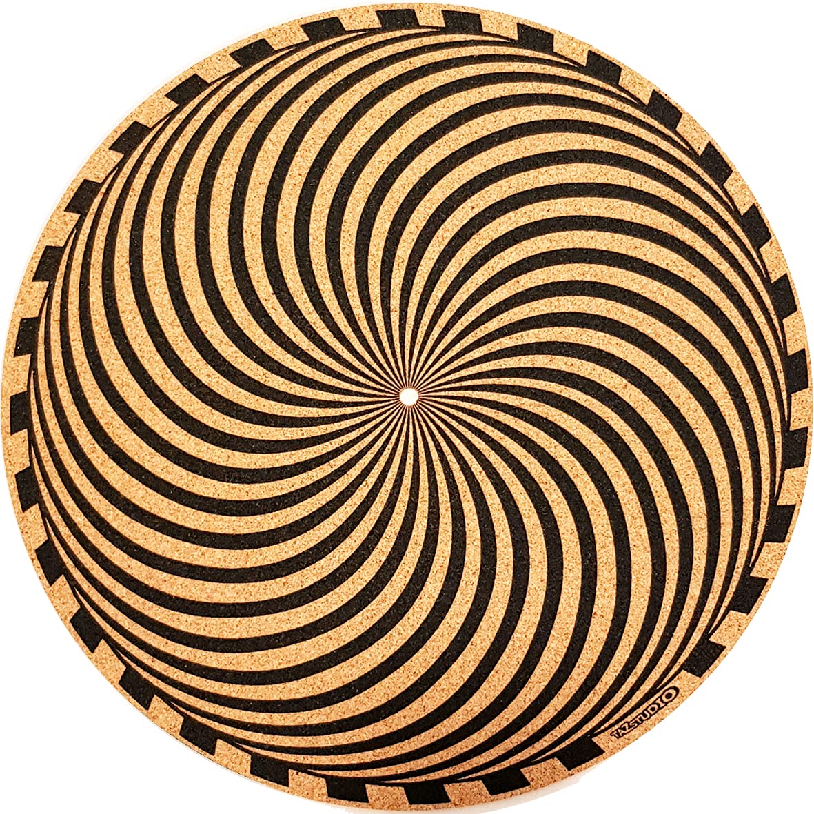 TazStudio Premium slipmat - Cork Turntable Mat for Better Sound Support on Vinyl LP Record Player - Cork mat Original Art Design - Psychedelic Geometric Storm Art (4mm Thick)-m2