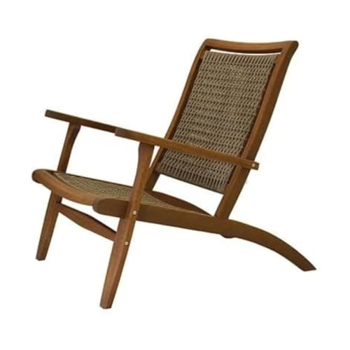 Outdoor Interiors All Weather Eucalyptus Driftwood Patio Lounger Chair, Grey Wicker