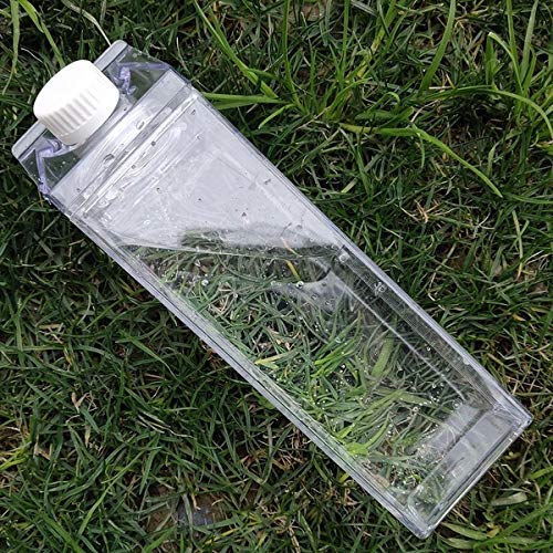 TIPSY UMBRELLA Clear Milk Carton Water Bottle (4PACK) - BPA Free Child Friendly - Environmentally Reusable β Milk Carton Shaped Water Bottle β Juice/Boba Tea Bottle β 17oz