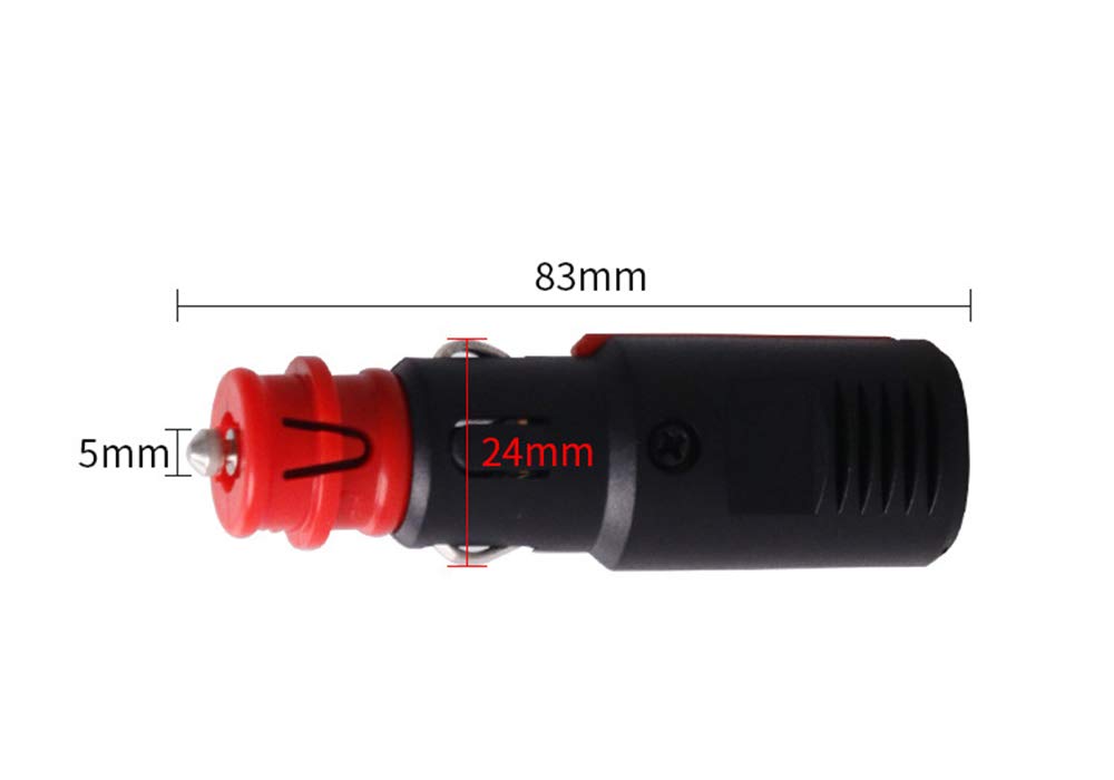 Digit.Tail DC 12V 24V Cigarette Lighter Adapter with 10A 16A Fuse- Cable Extension fits 12mm European Male Hella Bike/DIN or US 21mm Cigar/AUTO sockets (2xPCS)