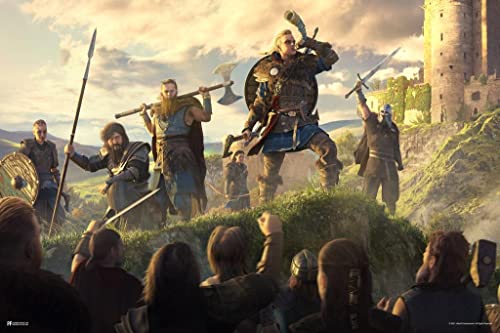 Laminated Assassins Creed Valhalla Merchandise Raid Party Video Game Video Gaming Gamer Collectibles Viking Eivor Varinsdottir Large Dry Erase Sign 36x54
