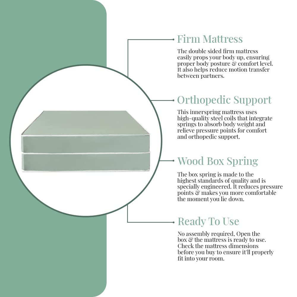 Nutan 8" Firm Sleeping Mattress, Double Sided Vinyl Mattresses for Complete Comfiness, Waterproof Security for Long Time Use, Provides All Rounded Necessary Body Support, Green, Full
