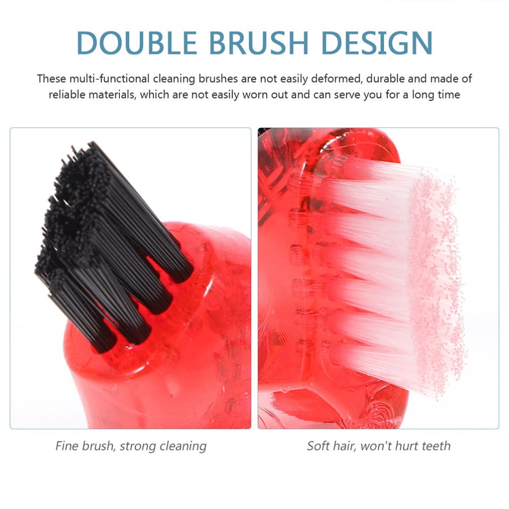 FOMIYES Toothbrushes 3pcs Cleaning Brush Hard Brush Toothbrush Double Sided False Brush Heads Portable for False Cleaning Cleaning