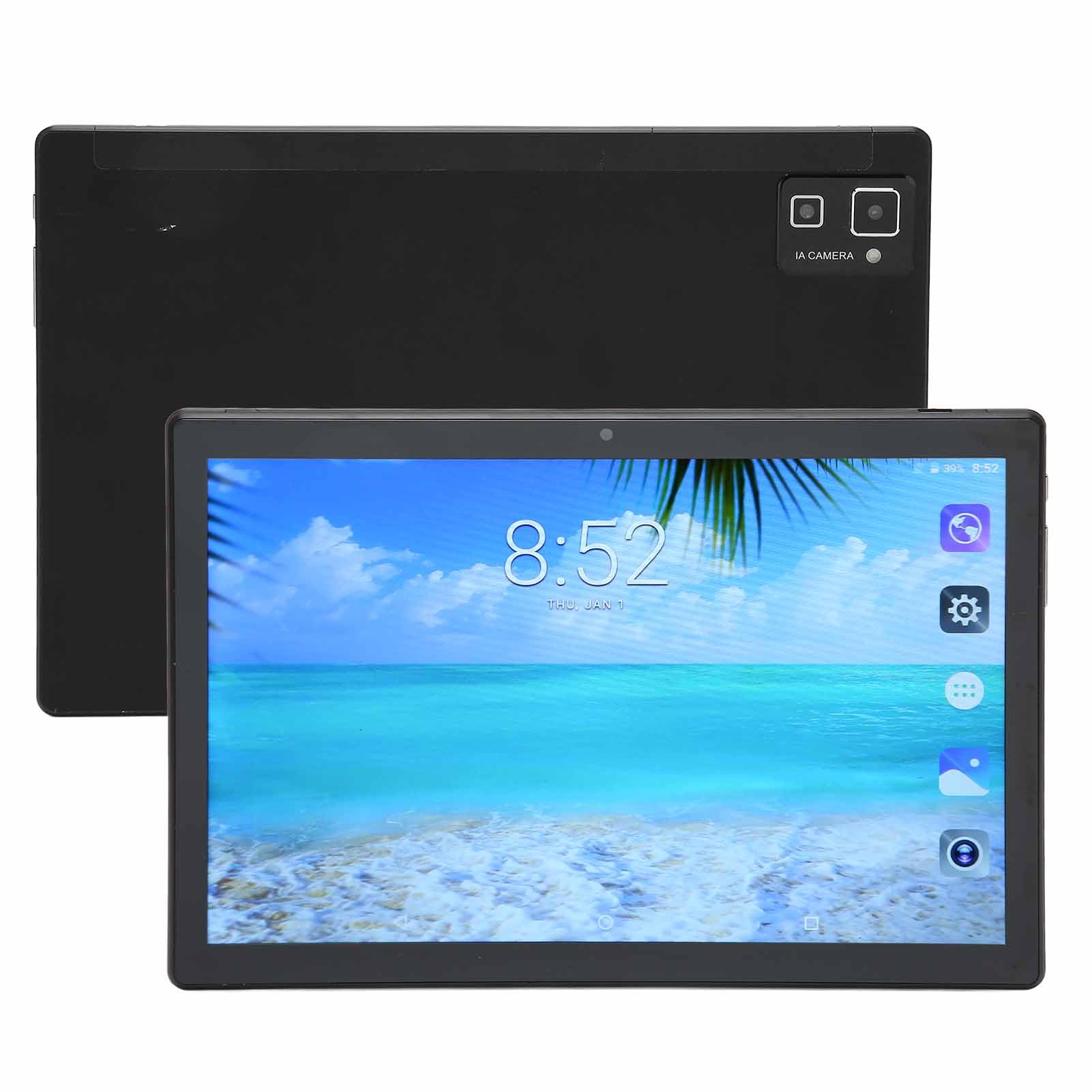 DAUZ 10.1 Inch Portable Tablet, US Plug 100β240V 6GB RAM 128GB ROM HD Tablet 2.4G 5G WiFi for Android 10 for Work (Black)