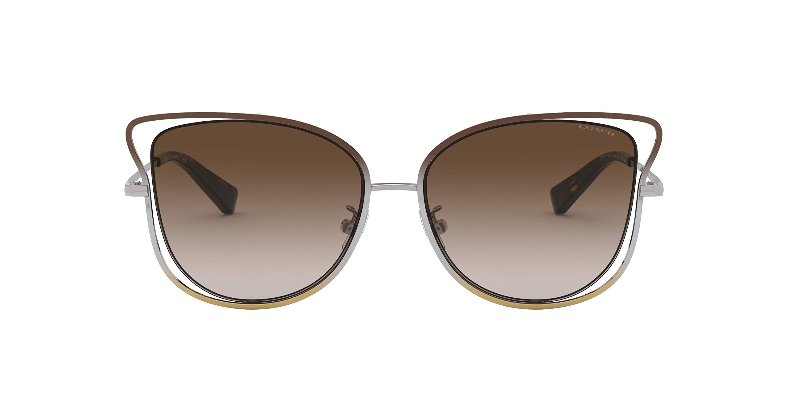Coach HC7106 L1108 Square Sunglasses 55 mm Shiny Brown/Silver/Light One Size