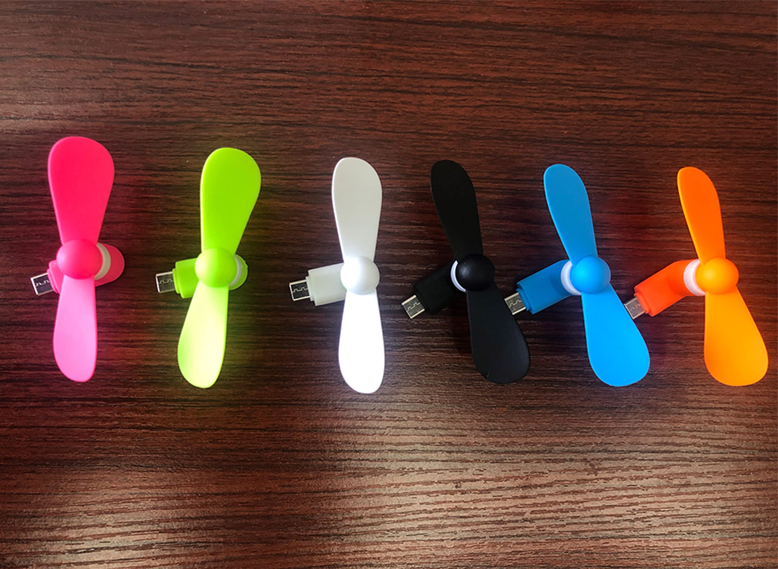 EnerPlex 6Pcs Mini Cell Phone Fan - Colorful and Powerful Fan Compatible for iPhone, iPad, Android Smartphone,Tablet - Cell Phone Summer Accessories (3-in-1)
