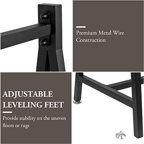 MyGift 57 Inch Large Modern Black Heavy Duty Metal Wardrobe Clothing Rack, A-Frame Commercial Grade Freestanding Garment Hanger for Bedroom Closet or Retail Display Stand