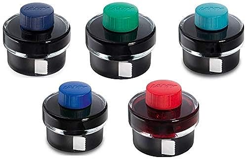 Lamy Ink Refill Color Variety Pack, Black/Blue, Green, Blue, Turquoise and Red 50ml Each 5 Inks Total (Lamy T52 Variety Bundle)