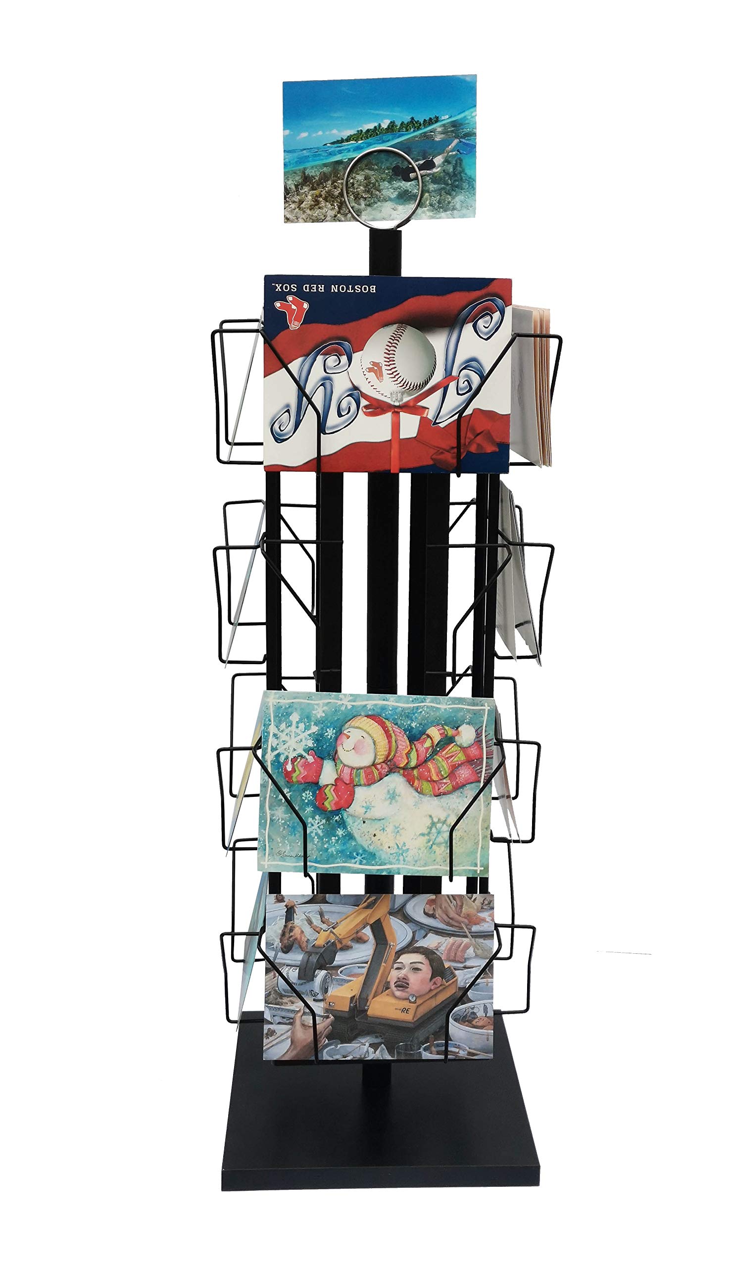 FixtureDisplaysÂŽ Adjustable Greeting Card Rack 4x6"-7x5" Horizontal Vertical Post Card Display .Pocket Size: 4.5-9.9" Wide X 5.8" Tall, 16 Pockets 11602-BLK-NEW