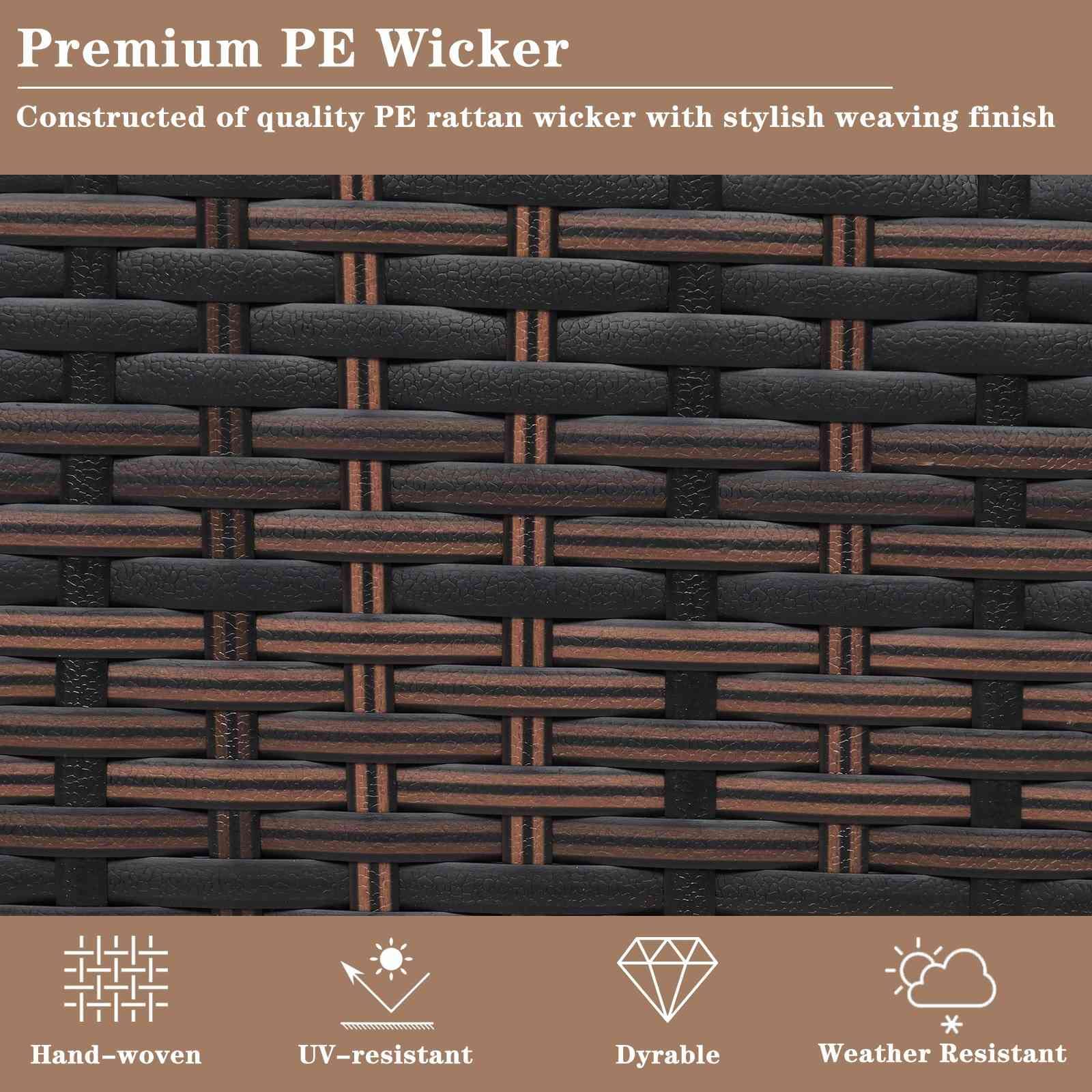 FRITHJILL Wicker Storage Bench with Cushion, Outdoor Patio Rattan Deck Box, 33 Gallon Storage Trunk Organizer Ottoman