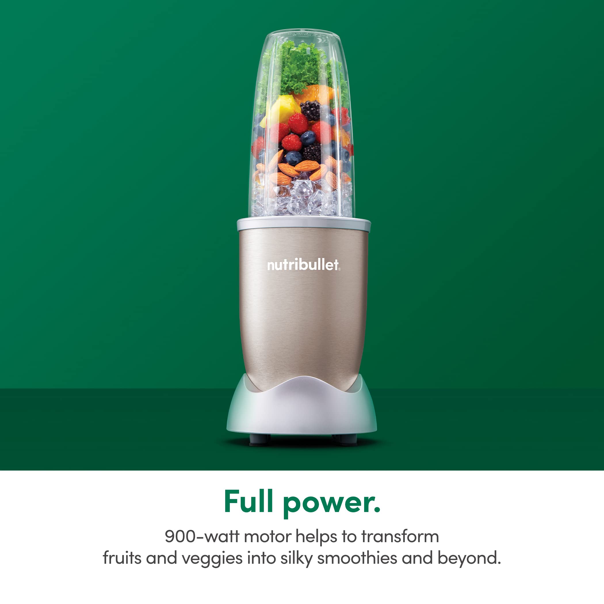 nutribullet Pro 900 Watt Personal Blender - 13-Piece High-Speed Blender/Mixer System, Champagne and NutriBullet 32 Ounce Colossal Cup with Standard Lip Ring