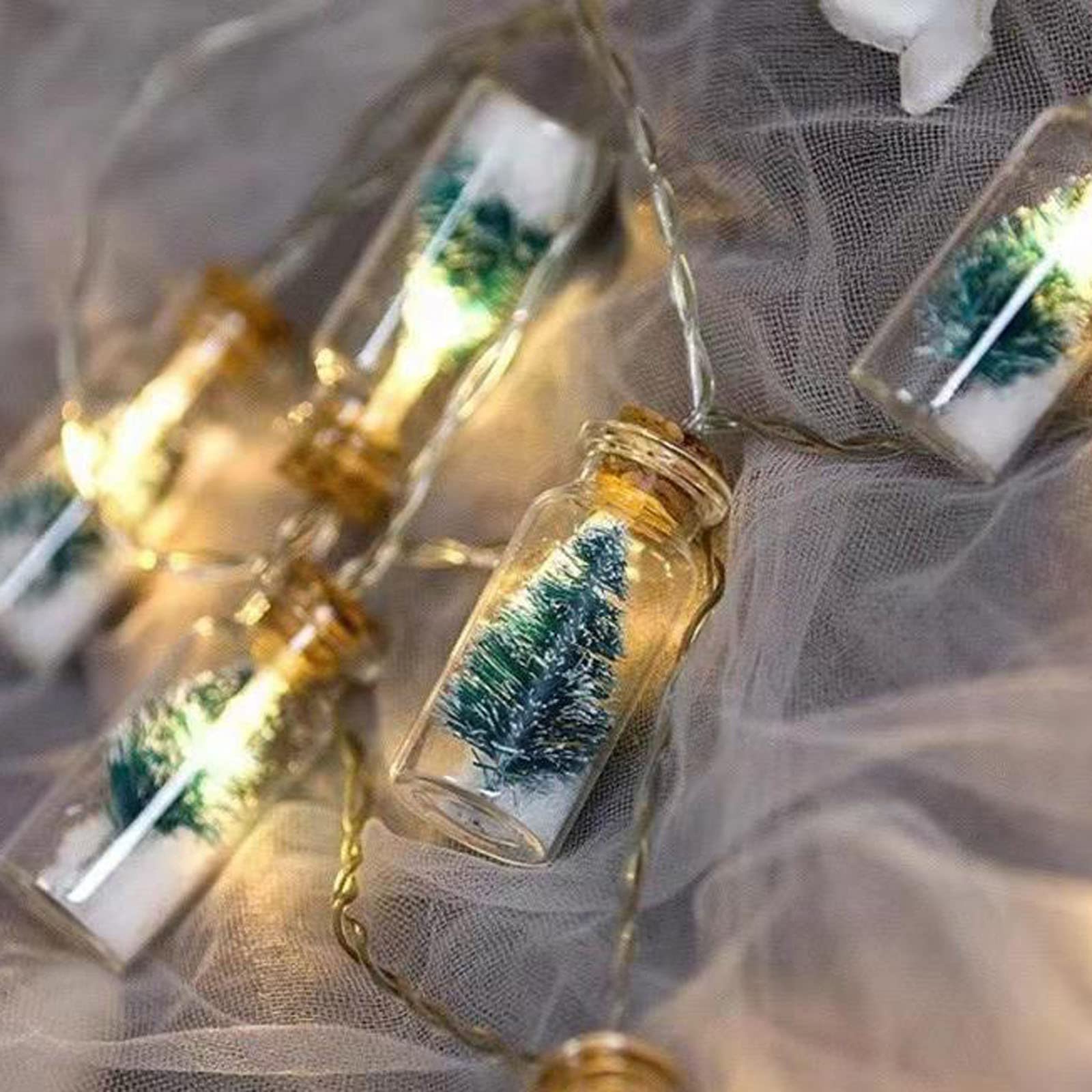 Christmas Icicle Lights Wire 48 Ft Christmas Lights 10 LED Wishing Bottle String Lights Christmas Lights for Bedroom Battery Operated Waterproof Fairy Lights for Indoor Wire String (A, One Size)