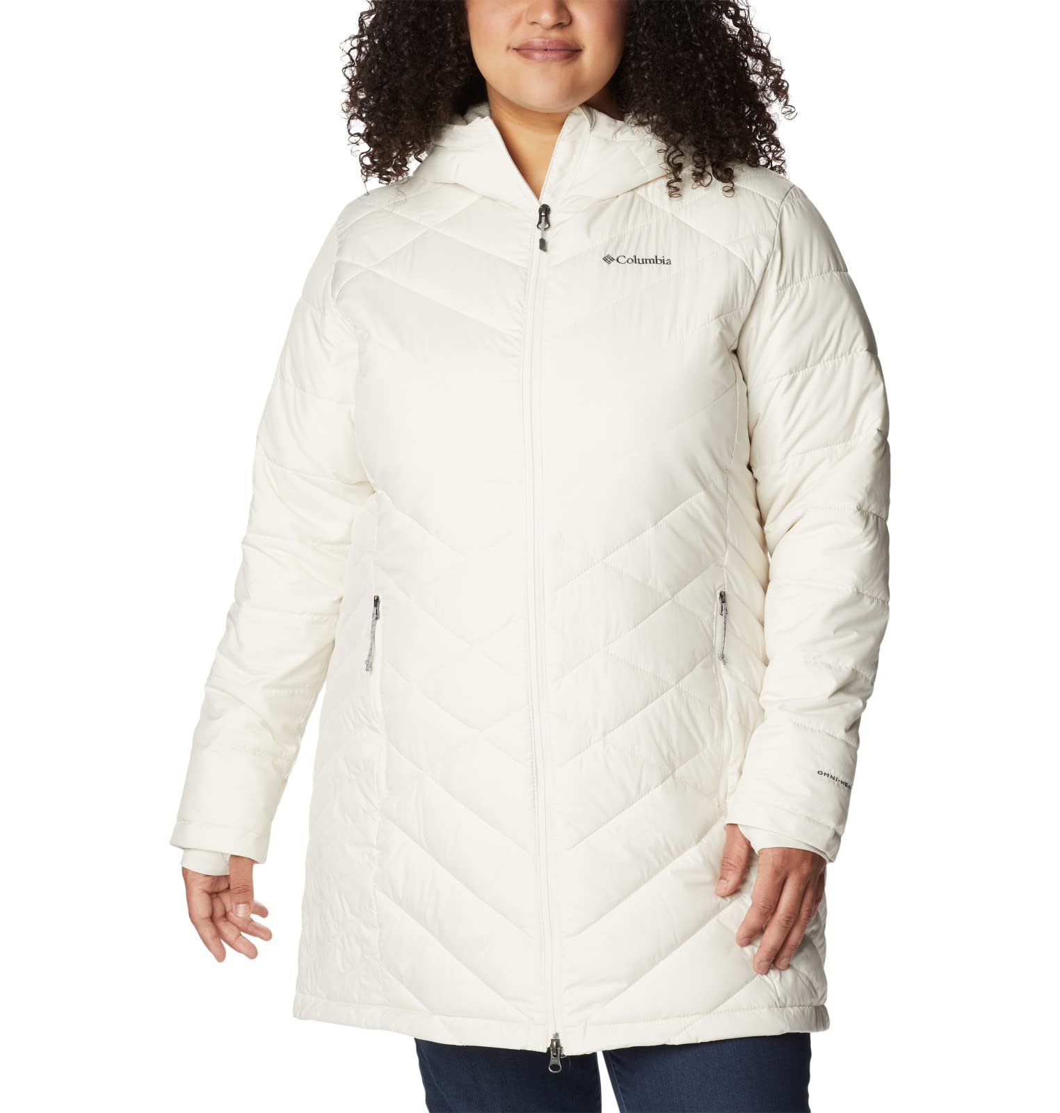 Columbia Women's Heavenly Long Hooded Jacket, Chalk, 3X