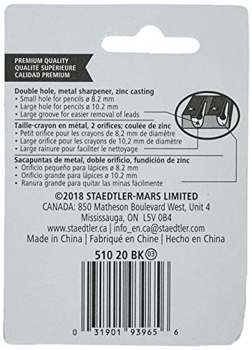 Staedtler Metal Sharpener, Double Hole for Pencils and Colored Pencils, 1-Each (510 20BK)