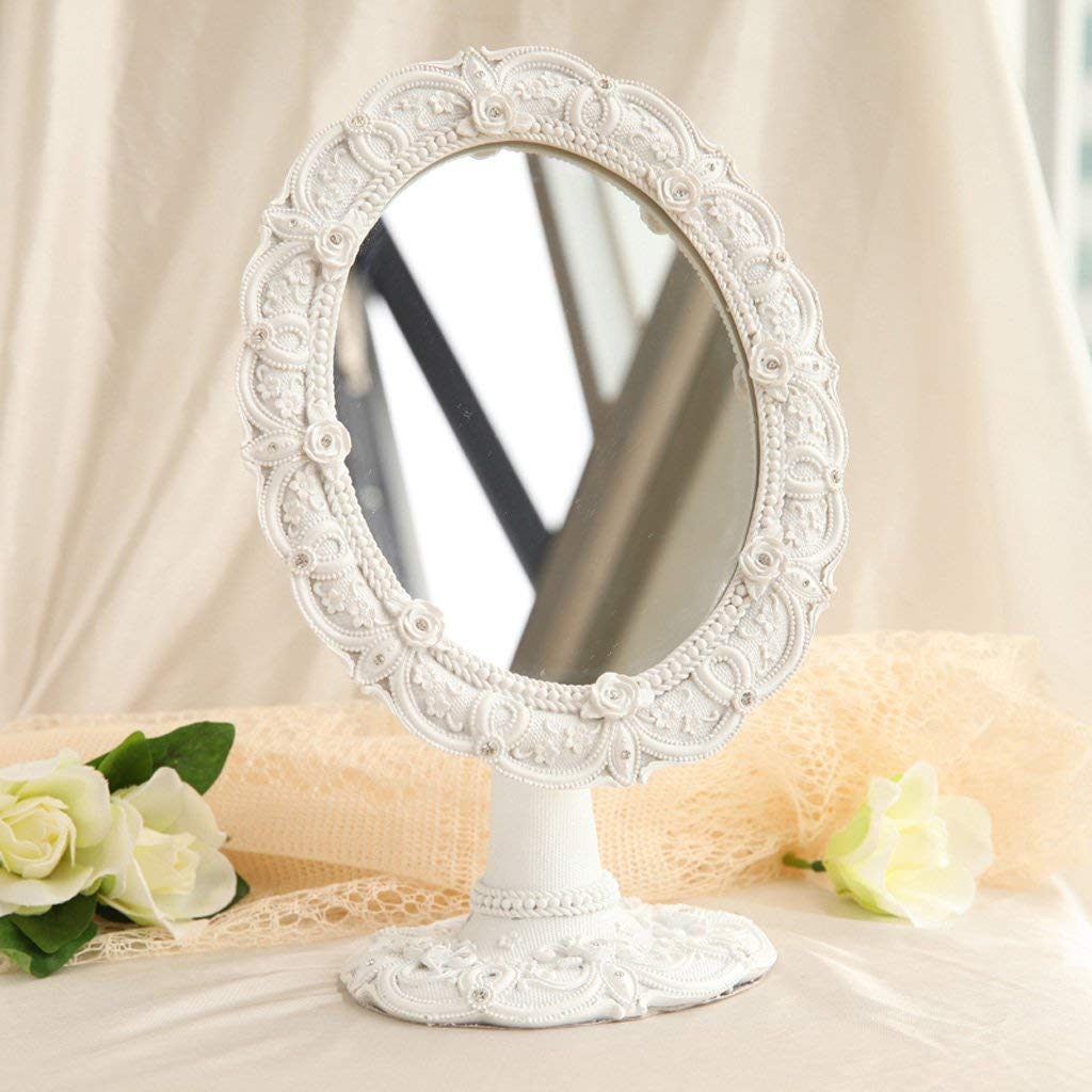 GUOSHUCHE Nordic Bathroom Mirror Creativity Continental Resin Desktop Computer Princess Mirror HD Birthday Gift