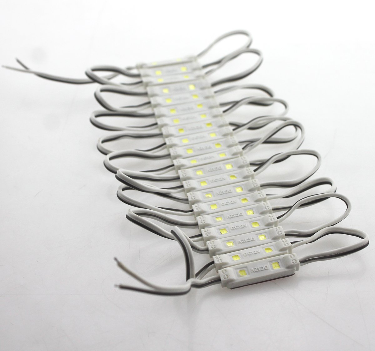 REXTiN Super Bright 200pcs Mini 2835 2 LED Module DC12V Waterproof Decorative Light for Letter Sign Advertising Signs with Tape Adhesive Backside (White)