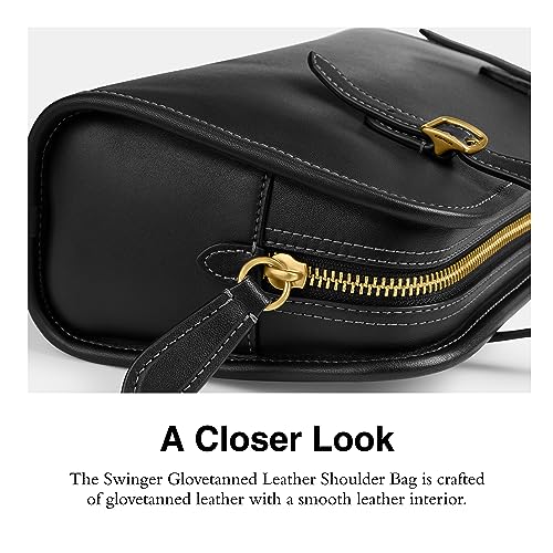Coach The Coach Originals Glovetanned Leather Swing Zip, Black