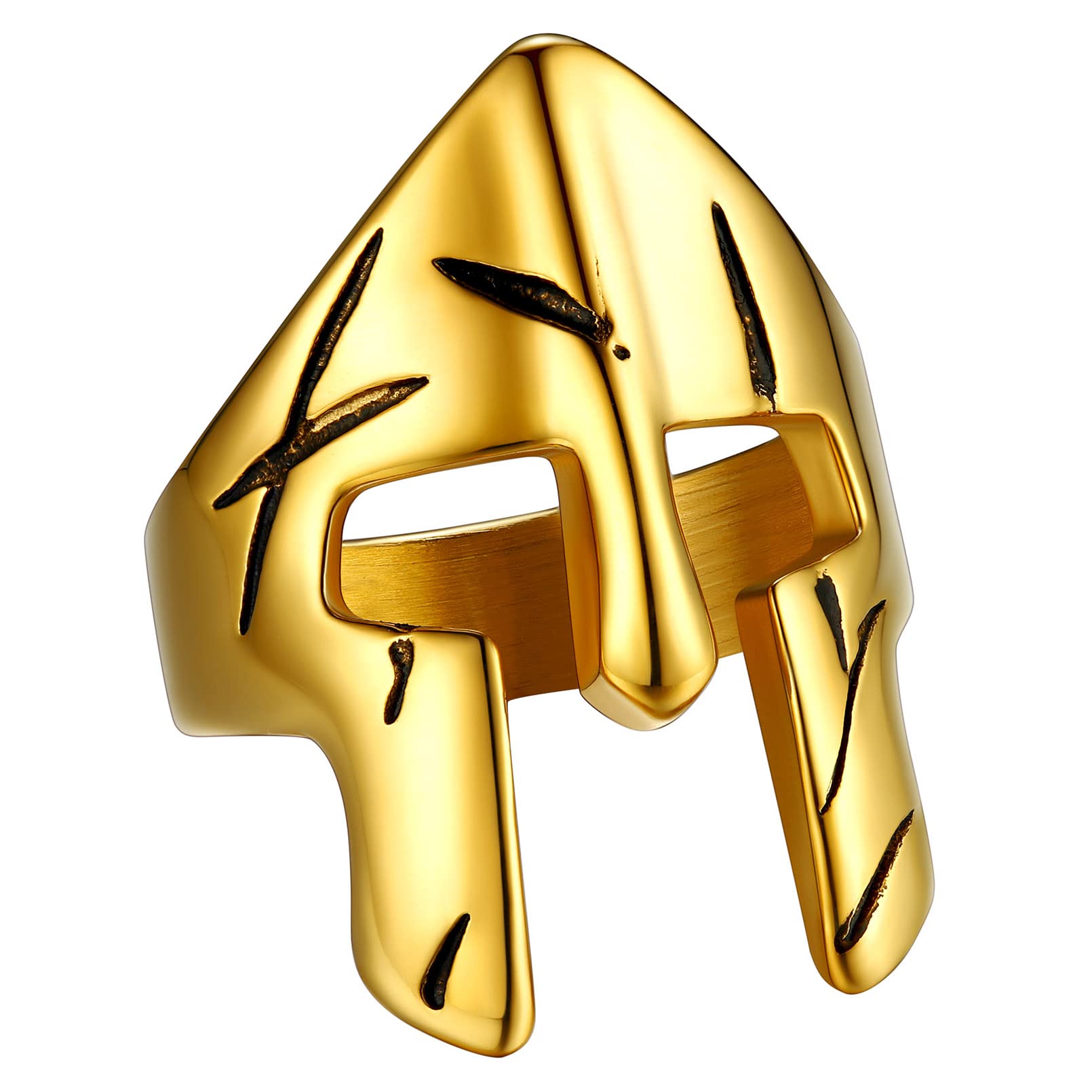 FaithHeart Women Stacking Rings Retro Spartan Mask Design Biker Ring for Male Size 10