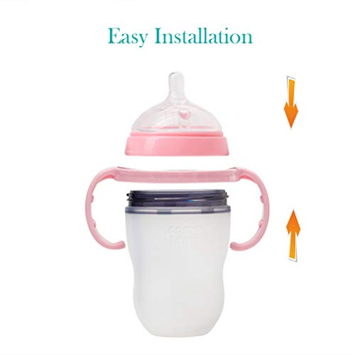 ROMIRUS Bottle Handles Grips Compatible for Comotomo Feeding Baby Bottles (Set of 4, 2 Pink + 2 Green)