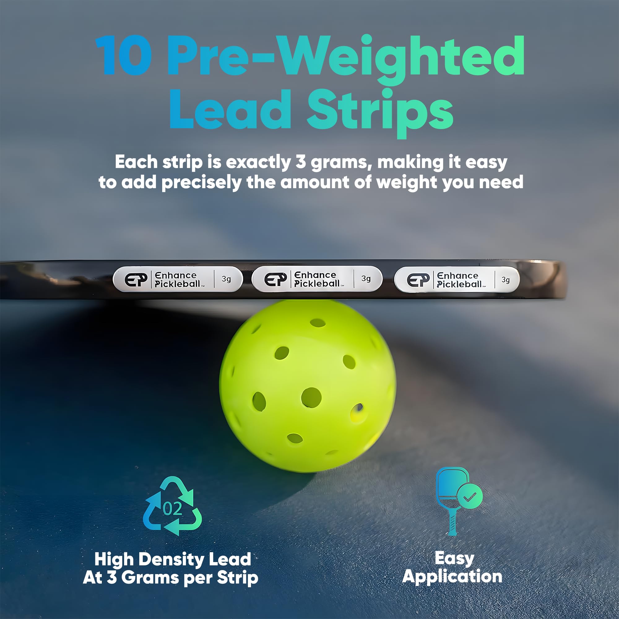 Enhance Pickleball Lead Tape - 3g Weighted Lead Strips, Highly-Adhesive & Easy to Apply Lead Tape for Pickleball Paddles, More Power and Control
