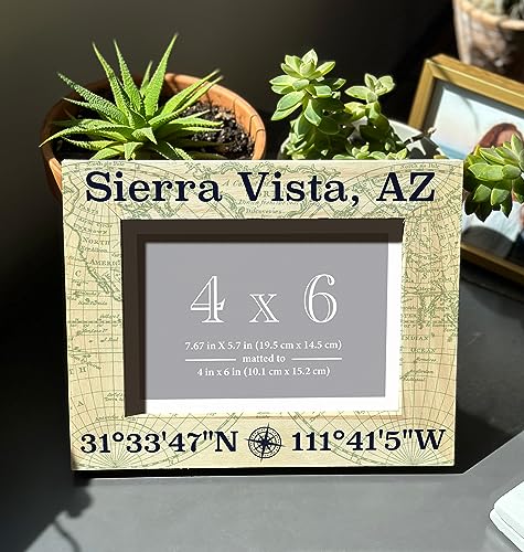 R and R Imports Monroe Utah Souvenir Wooden Photo Frame Compass Coordinates Design Matted to 4 x 6
