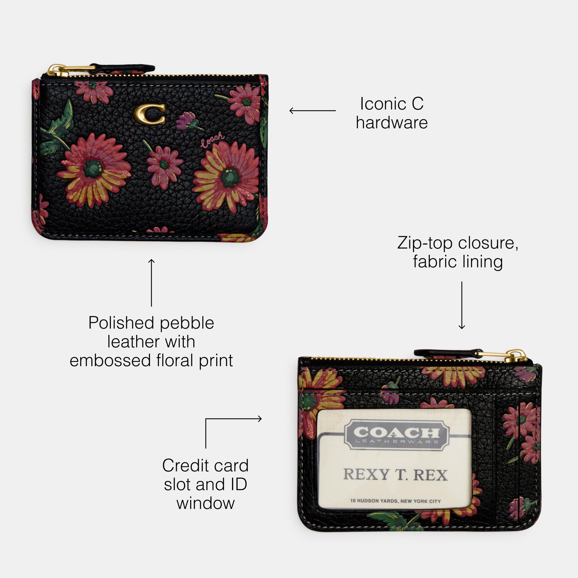 Coach Women's Mini ID Skinny, Black Multi, One Size