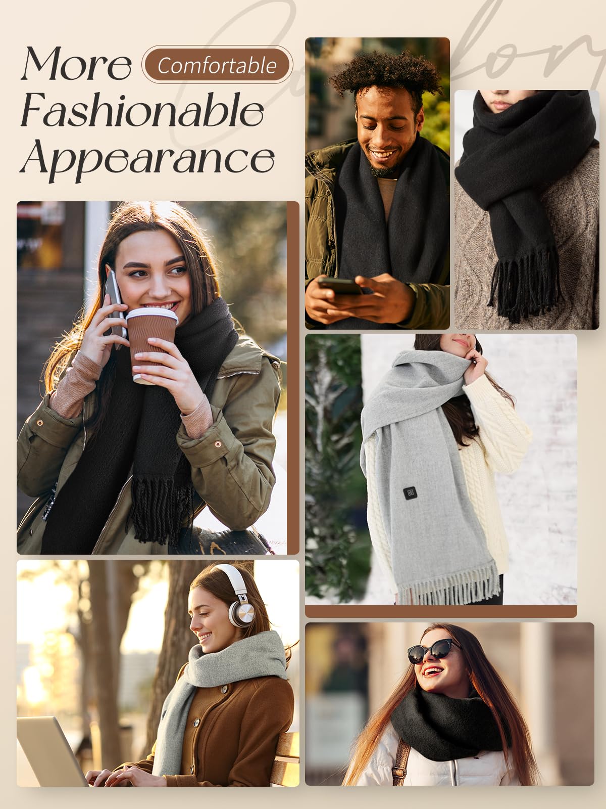 Eventek Heated Scarf for Men/Women with 5500mAh Battery, 3 Temperature Settings Battery Operated Heater for Winter