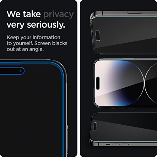 Spigen Tempered Glass Screen Protector [GlasTR EZ FIT - Privacy] Designed for iPhone 14 Pro [Case Friendly] - 2 Pack