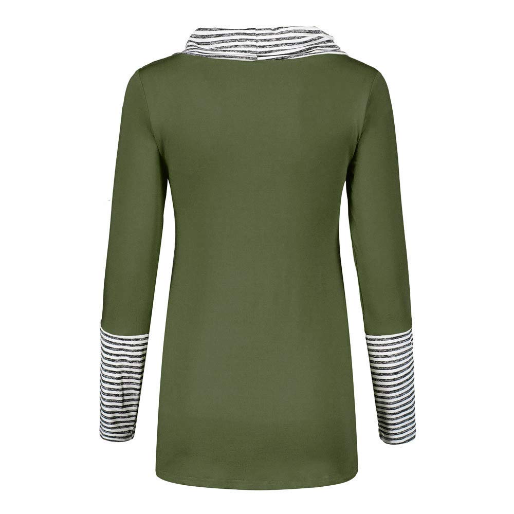 Women's Pullover Hoodie Funnel Neck Long Sleeve Hooded Sweatshirt Colorblock Patchwork Drawstring Top Blouse
