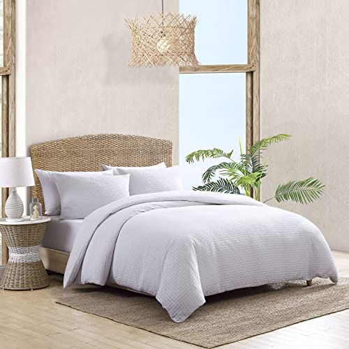 Tommy Bahama - King Duvet Cover Set, Soft Cotton Bedding with Button Closure, Includes Matching Shams (Basketweave White, King)