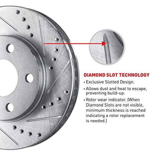 R1 Concepts Front Rear Brake Rotor Kit |Brake Rotors| Brake Disc |Drilled and Slotted|fits 2018-2022 Genesis G70; Kia Stinger