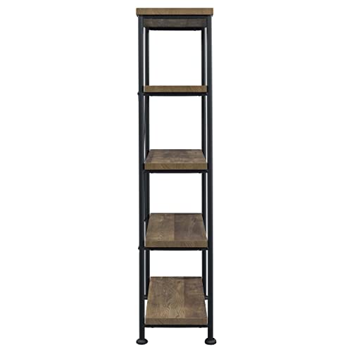 Coaster Furniture Analiese Rustic Industrial 4 Shelf Bookcase Bookshelf Etagere Composite Wood Shelves Metal Frame Brown Oak Black 802543