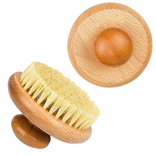 Facial Hair Shower Brush With Soft And Stiff Bristles Bath Back Scrubber Body Exfoliator For Wet Or Dry Brushing Jade Stone for Face