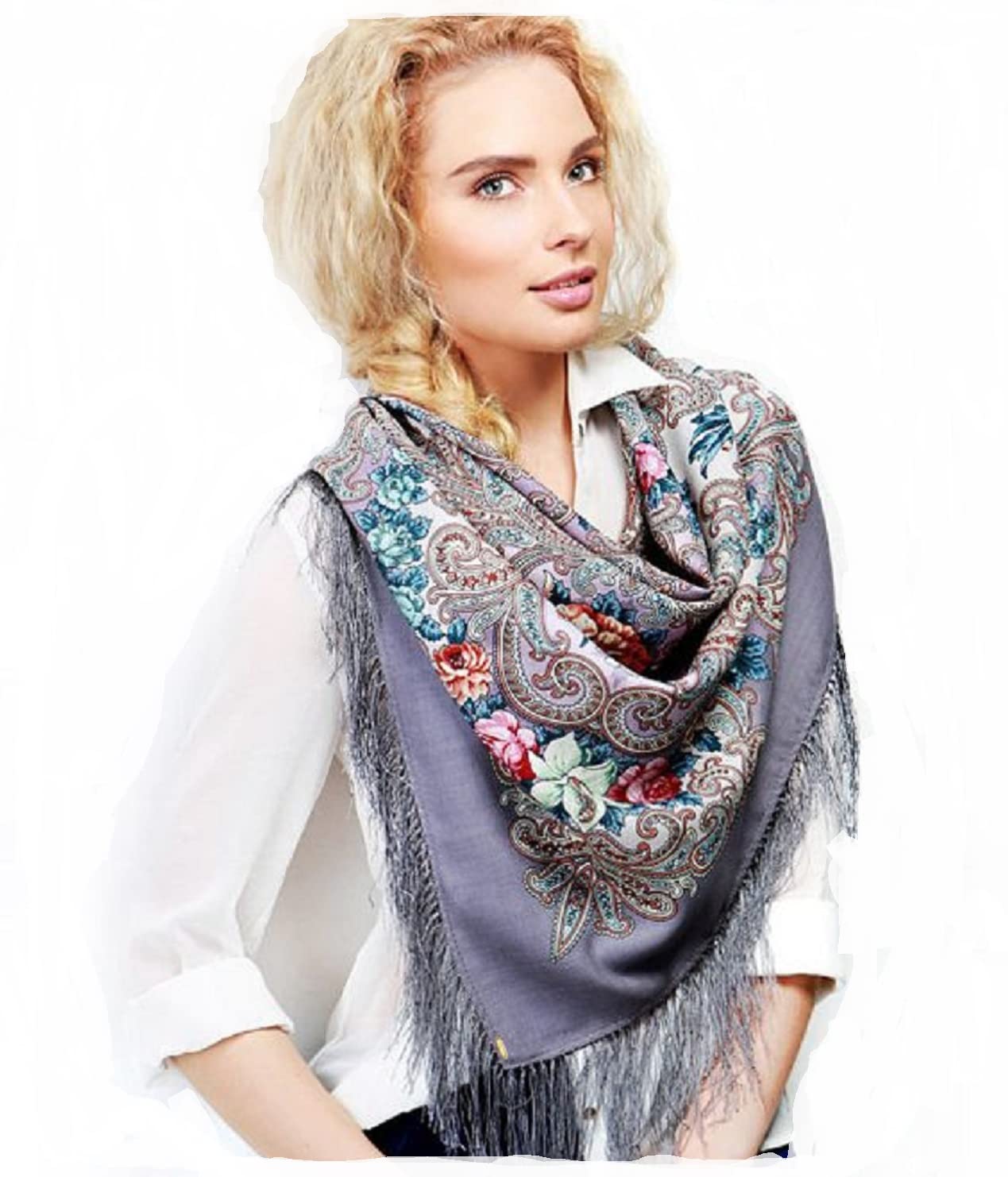 Women's scarves Woolen Shawl Natural Pavlovo Posad Ladies Fashion Russia