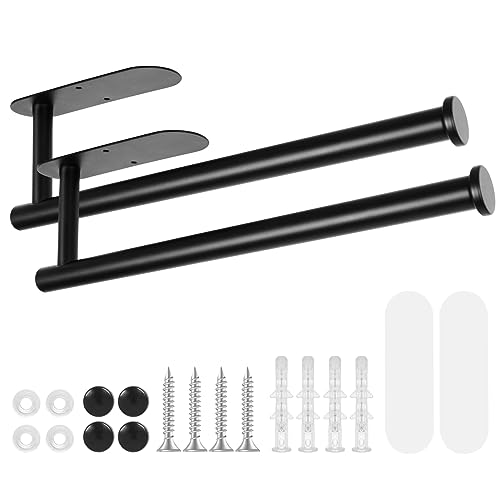 Paper Towel Holder Under Cabinet Hanging Self Adhesive Paper Towel Holder Black Wall Mount Paper Towel Holders Stick on Paper Towel Rack/Roll Holder Kitchen Hardware/Storage Paper Towels Bulk Hanger