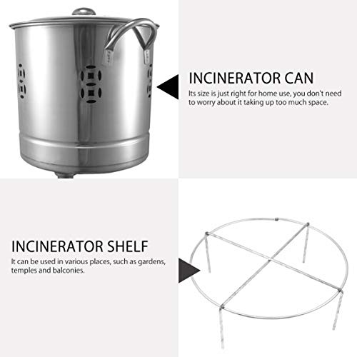 Happyyami 2Pcs Stainless Steel Burn Barrel Incinerator Cage Fire Pit Metal Garden Fire Cage Yard Debris Burn Incinerator Bin for Garden Paper Leaf Trash Wood Backyard Bonfire Silver 30cm