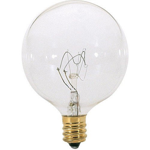 KOR (Pack of 10) G16.5 Clear FinshDecorative (E12) Candelabra Base Globe Shape Incandescent 120V G16 1/2 Light Bulbs (15)