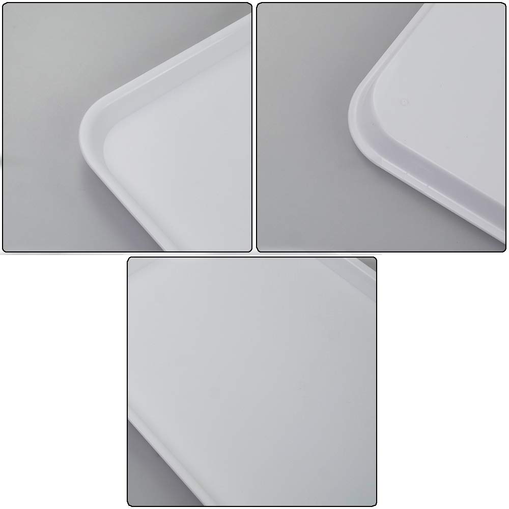 Farmoon 4 Pack Large Fast Food Serving Tray, White Plastic Reusable Eating Tray