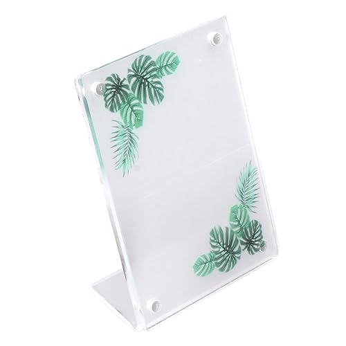 DAUZ Tabletop Photo Frame, Picture Frame Clear Magnetic Decorative Simple Cleaning Acrylic Stable Placement for Card (Monstera Leaves)