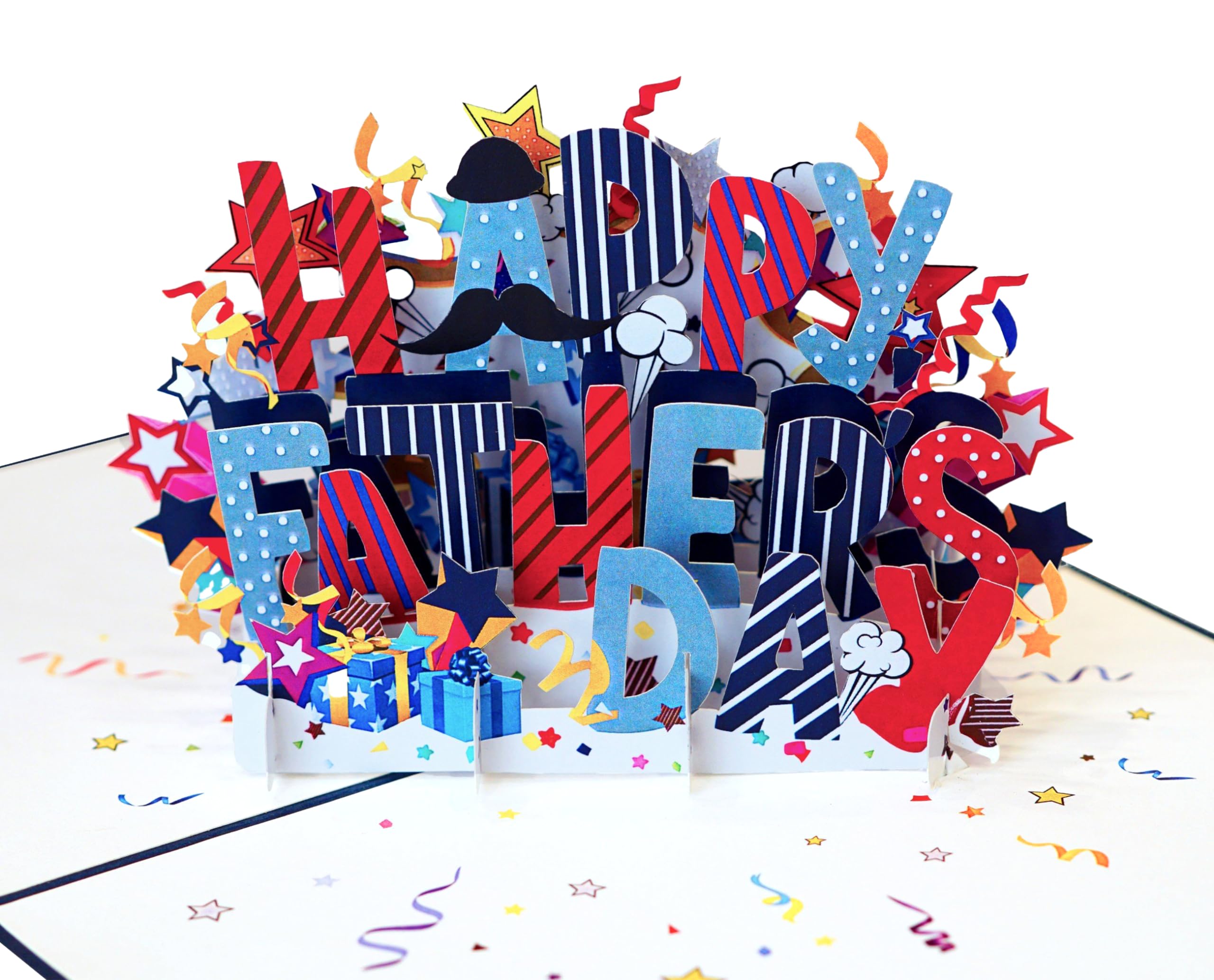 Pop Up Fathers Day Card, 3D Happy Fathers Day Birthday Card For Father Husband Grandfather Anyone All Occasion, Tarjeta Del Dia Del Padre - Includes Envelope and Removable Note Tag ( Size 6x8 in – Happy Father’s Day)