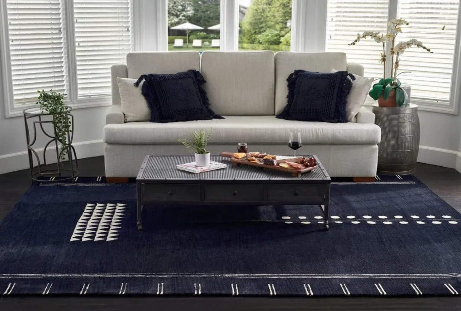 Momeni Simba Wool Hand Tufted Contemporary Indoor Area Rug, Navy, 5' X 8'