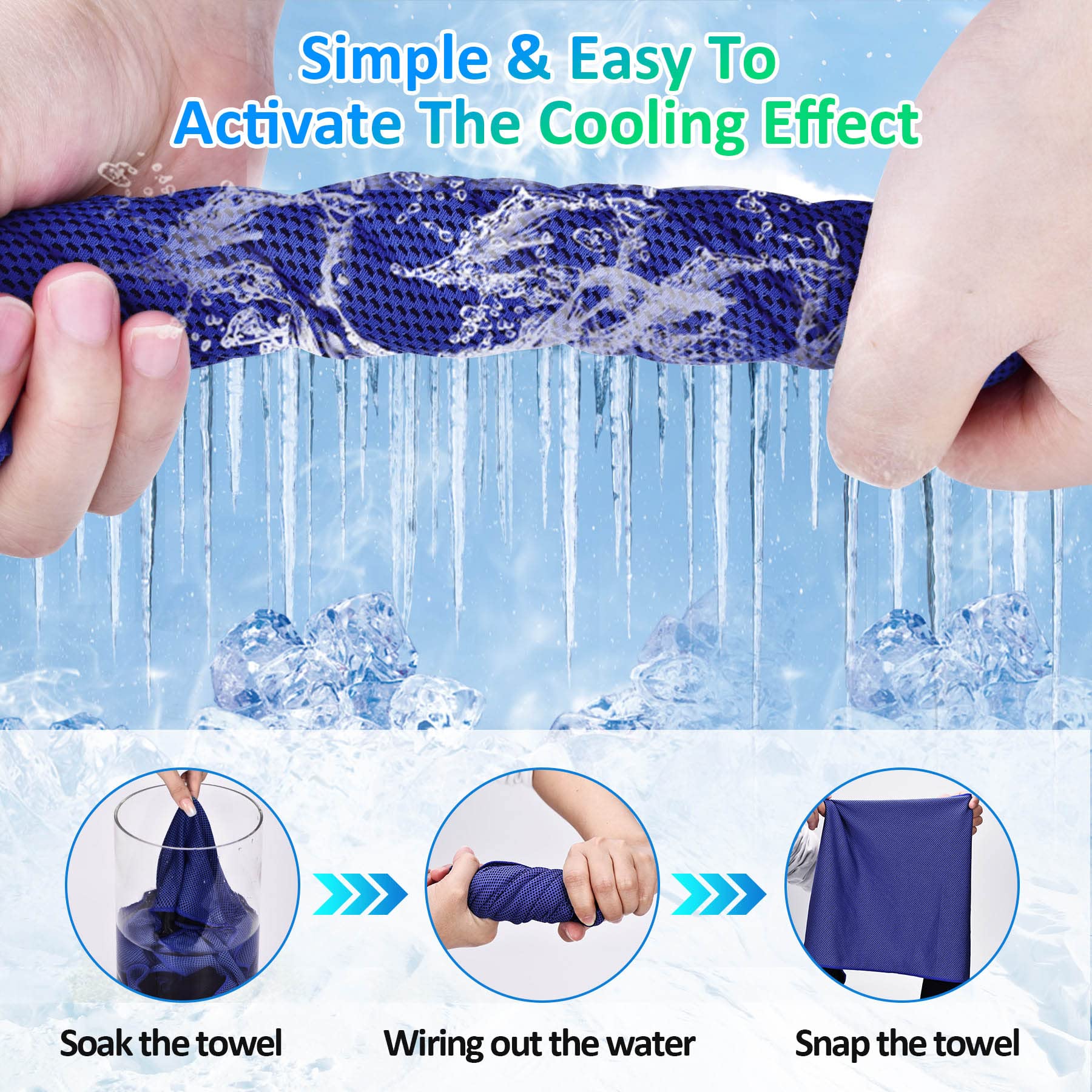 ExTowel Excellent Cooling Towels Neck and Face,(40" x 12") Bulk Ice Towel,Soft Breathable Cooling Towels for Hot Weather,Athletes,Yoga,Gym,Workout,Sports,Camping,Microfiber Cold Towels 4pack