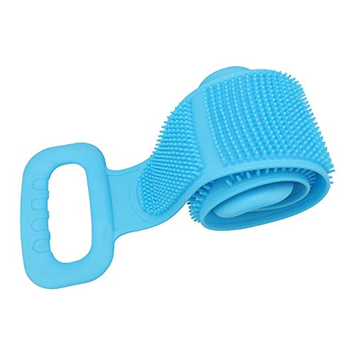 Silicone Bath Body Brush, Exfoliating Silicone Body Back Scrubber, Deep Clean Back Acne & Bacne, Extra Long and Super Soft, Suitable for Women & Men (Blue)